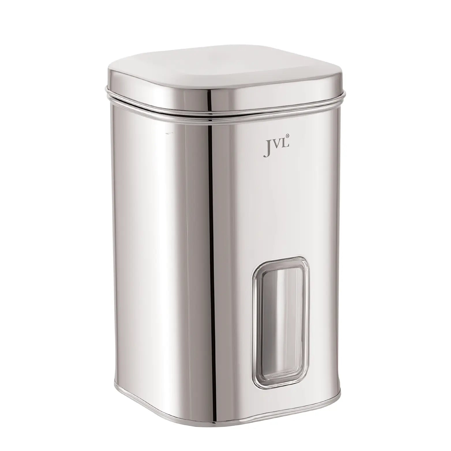 JVL Flossy Window Canister - Square, See-Through & Airtight | Buy Now